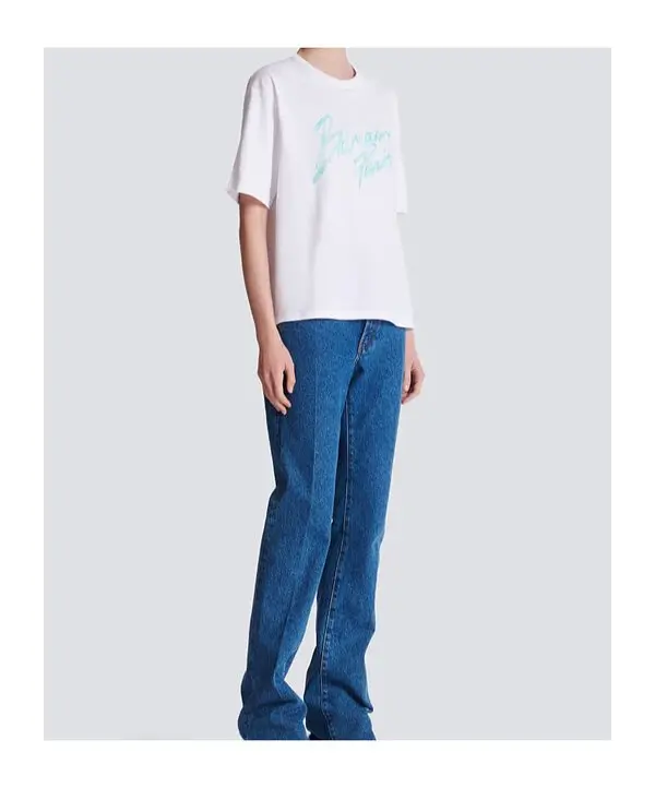 Balmain Logo Brush Print Boxy T-shirt
