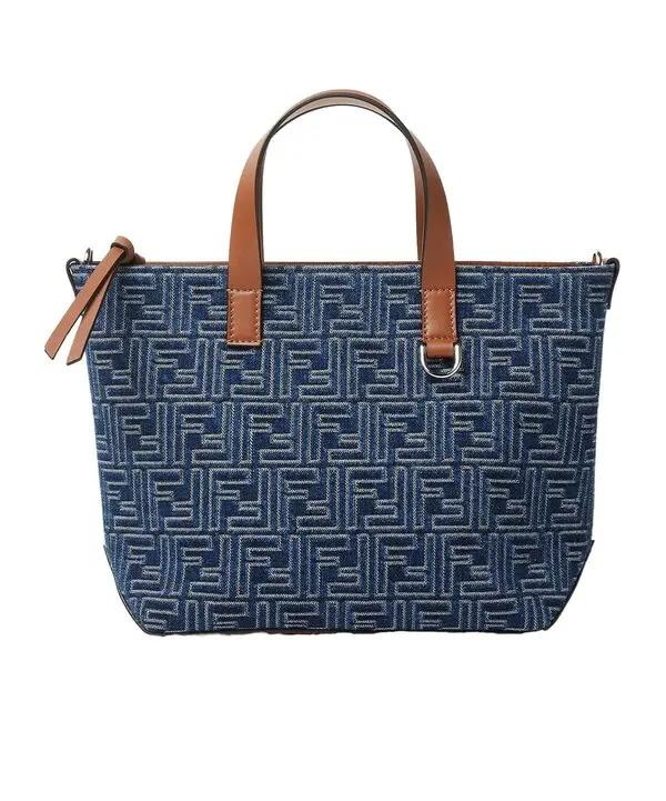 Fendi Ff Jacquard Zip-up Small Tote Bag - Blue
