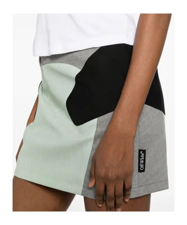 Off-White Color-block Stretch Mini Skirt