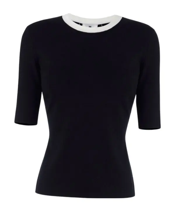 Elisabetta Franchi Ribbed Crew Neck Short Sleeve Top