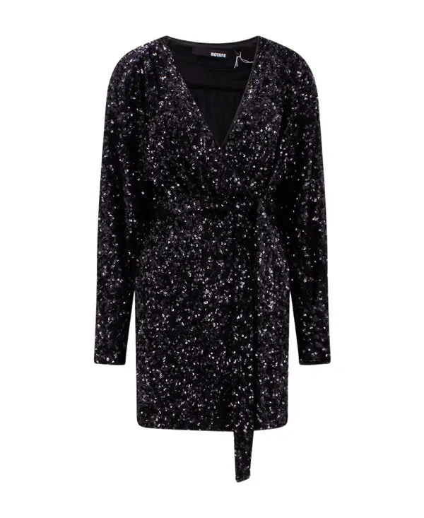 ROTATE BY BIRGER CHRISTENSEN Embellished V-neck Long Sleeve Dress