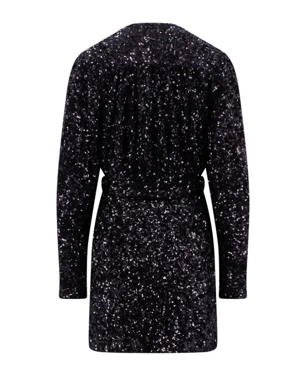 ROTATE BY BIRGER CHRISTENSEN Embellished V-neck Long Sleeve Dress