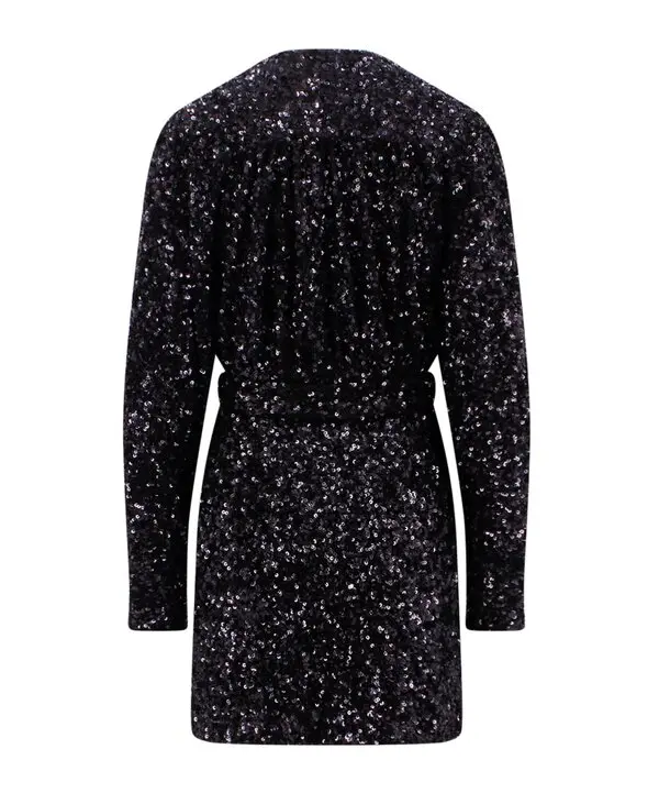 ROTATE BY BIRGER CHRISTENSEN Embellished V-neck Long Sleeve Dress