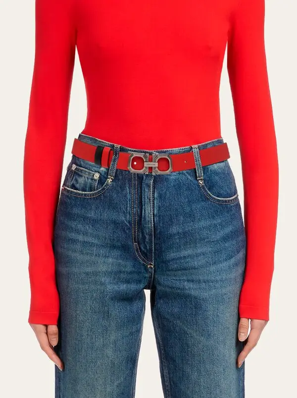 FERRAGAMO Gancini Buckle Double-sided Belt - Red