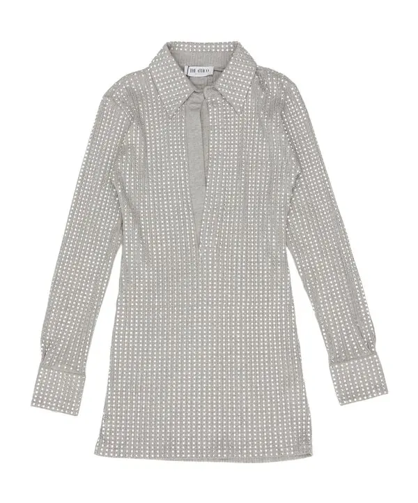 Attico Embellished Rhinestone Shirt Dress