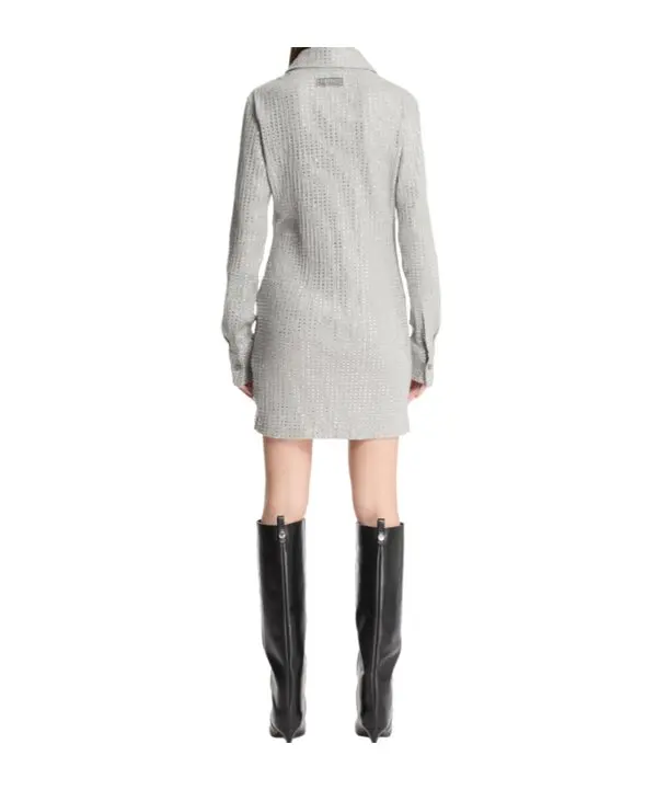 Attico Embellished Rhinestone Shirt Dress