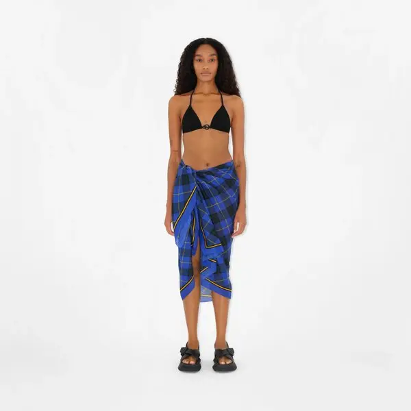 Burberry Checked Scarf - Blue