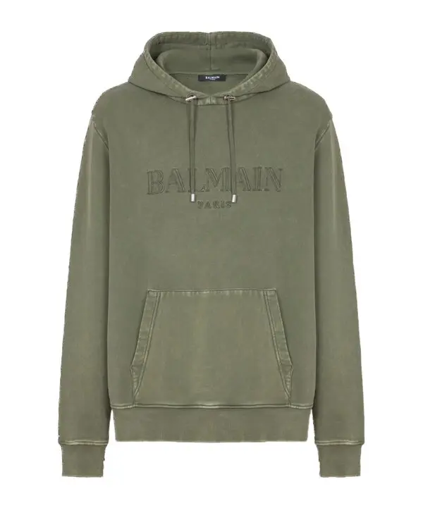 Balmain Vintage Embroidered Hoodie - Khaki
