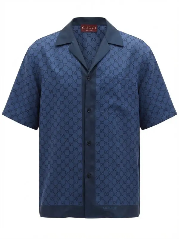 Gucci Disco Monogrammed Short-sleeve Shirt - Blue
