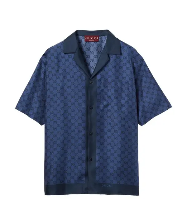 Gucci Disco Monogrammed Short-sleeve Shirt - Blue