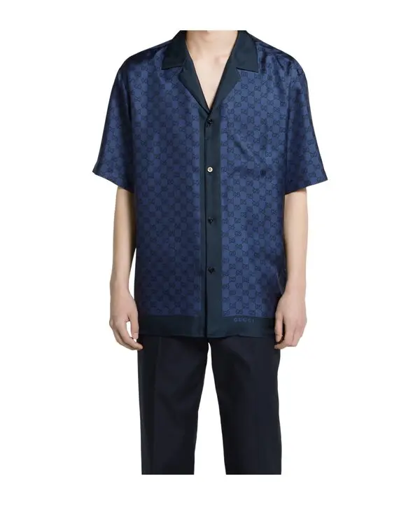 Gucci Disco Monogrammed Short-sleeve Shirt - Blue