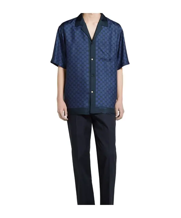 Gucci Disco Monogrammed Short-sleeve Shirt - Blue