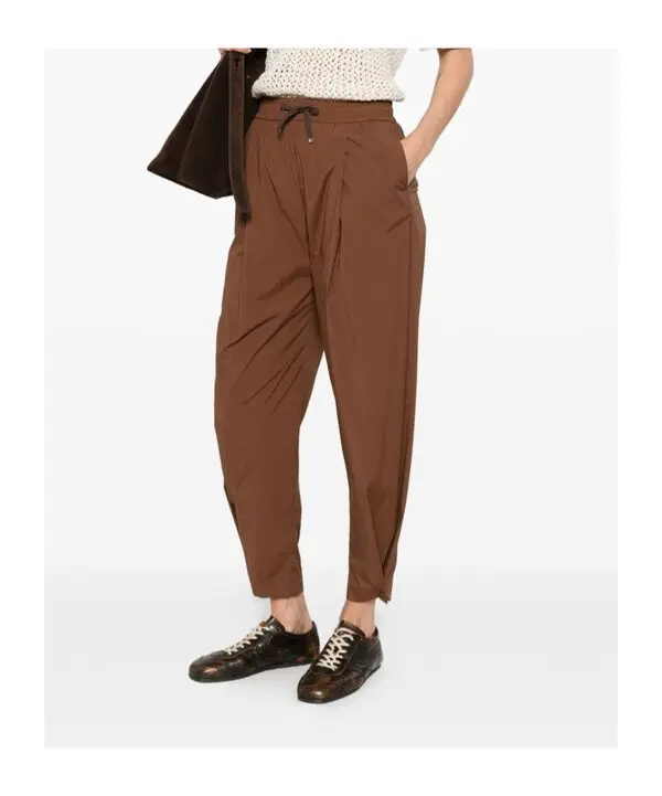 Herno Lightweight Drawstring Cropped Trousers - Brown