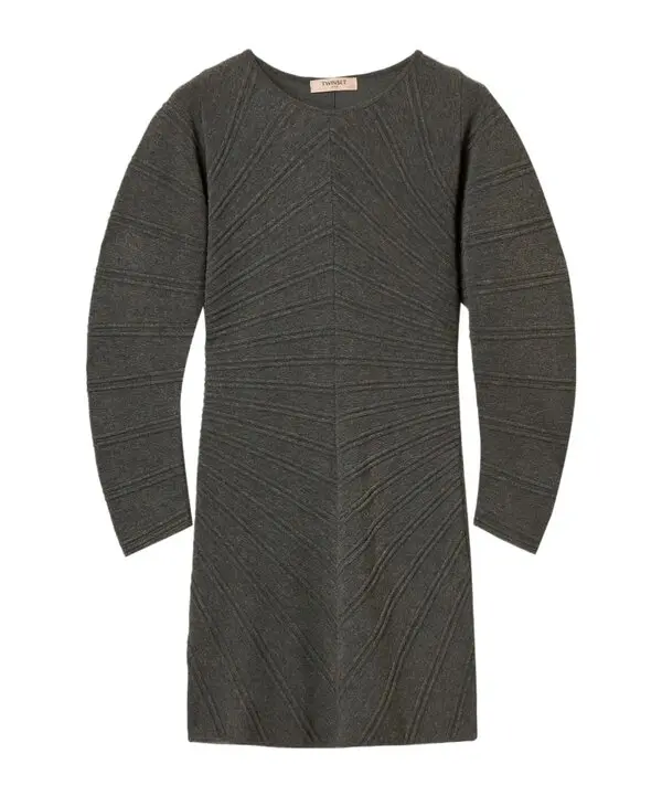 TWINSET Knit Dress With Checked Pattern And Logo Detail - Black