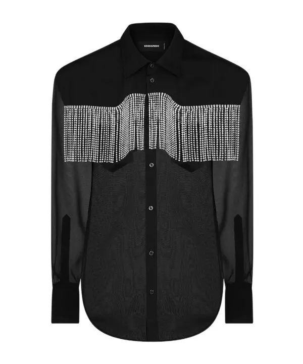 Dsquared2 Fringed Long-sleeved Shirt - Black