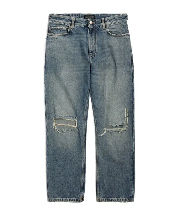 Balenciaga Distressed Straight-leg Jeans