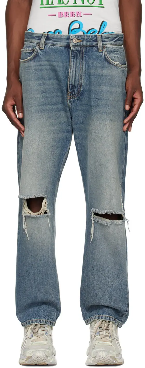 Balenciaga Distressed Straight-leg Jeans