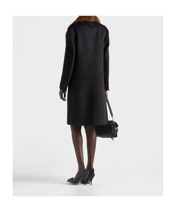 Prada Double-breasted Cashwool Coat - Black
