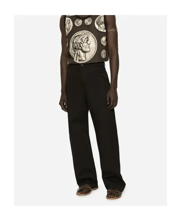 Dolce & Gabbana Straight-leg Trousers With Logo Plaque