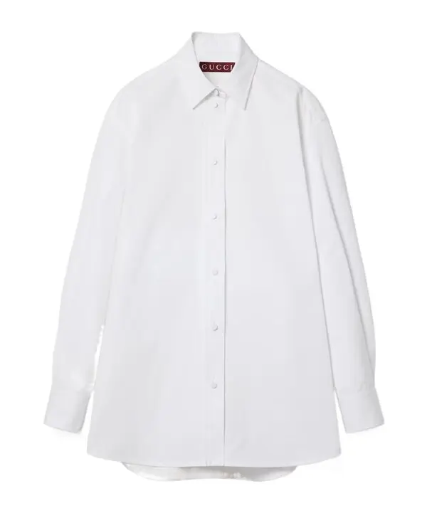 Gucci Cotton Poplin Shirt With Ribbon Tie Detail - White