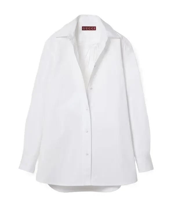 Gucci Cotton Poplin Shirt With Ribbon Tie Detail