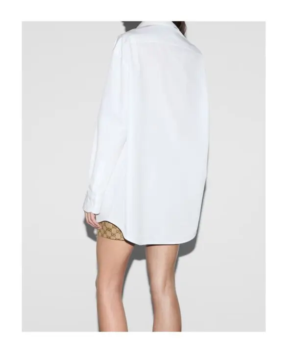 Gucci Cotton Poplin Shirt With Ribbon Tie Detail