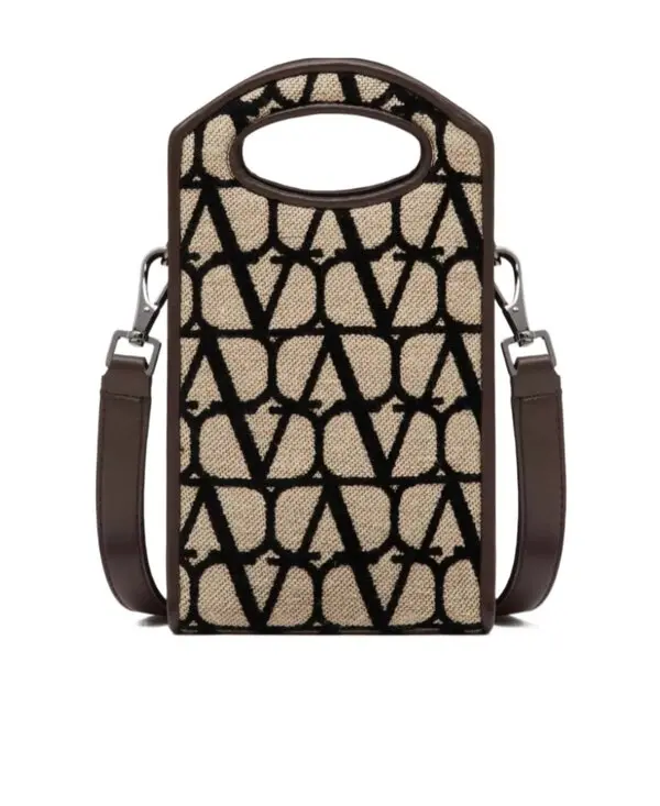 Valentino Garavani Toile Iconographe Open Top Crossbody Bag - Black