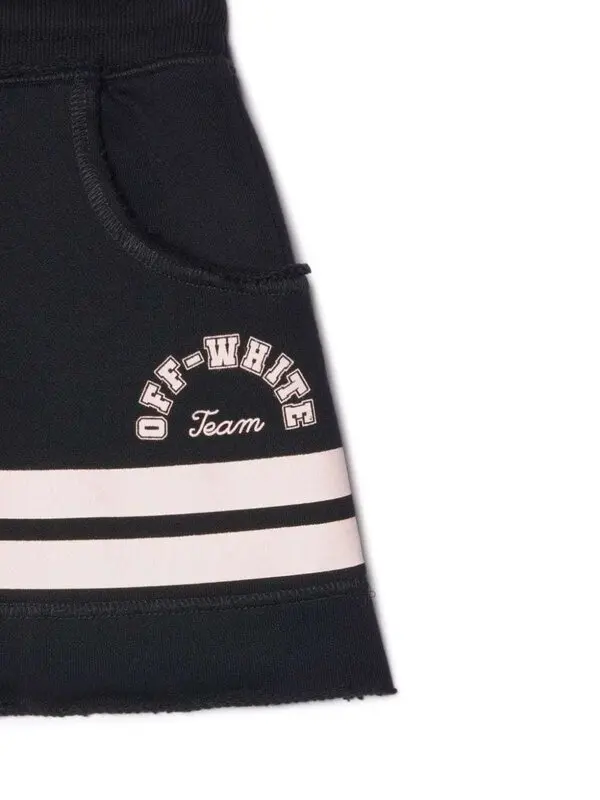 Off-White Cotton A-line Skirt With Striped Detail