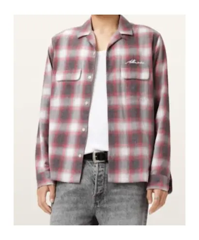ALLSAINTS Shams Long Sleeve Shirt - Wine Red