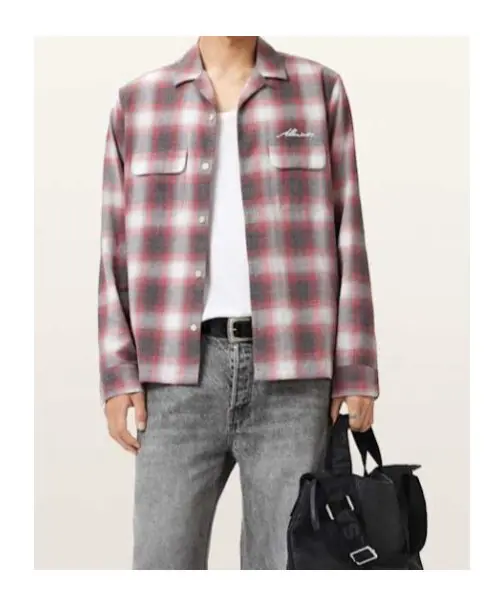 ALLSAINTS Shams Long Sleeve Shirt - Wine Red