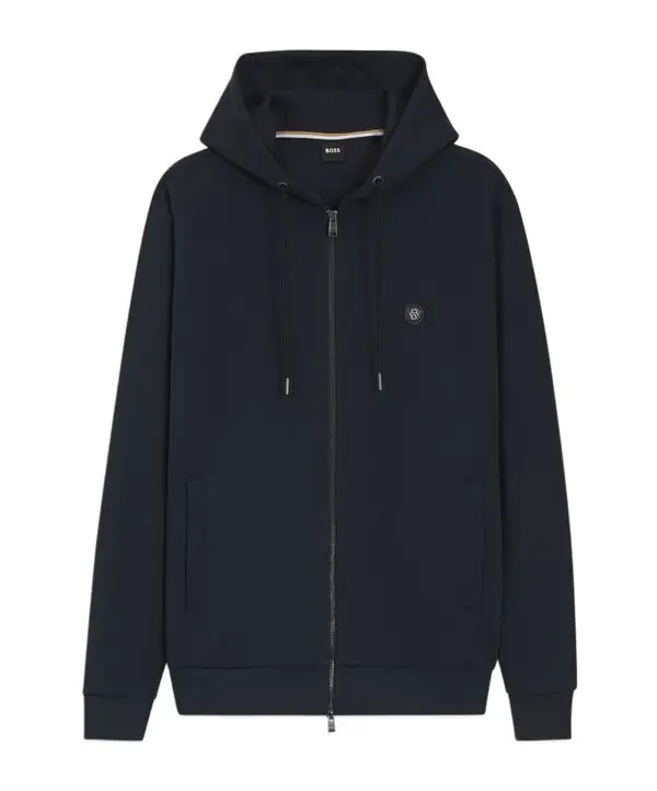 Hugo Boss Boss Double B Monogram Zip-up Hoodie - Dark Blue