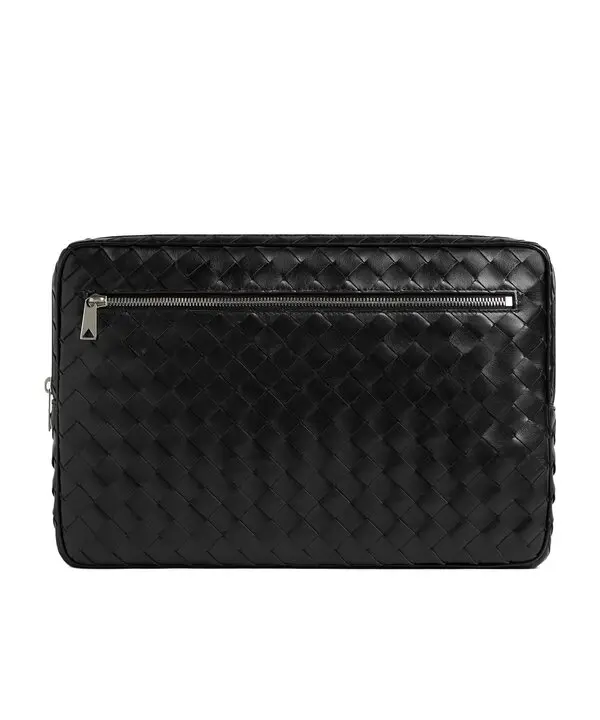 Bottega Veneta Intrecciato Zipped Clutch Bag - Black