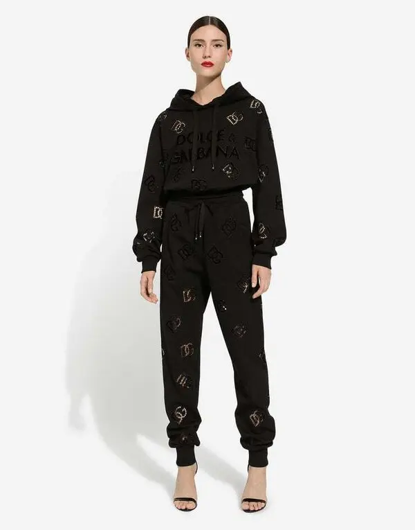 Dolce & Gabbana Cropped Dg Logo Jersey Hoodie