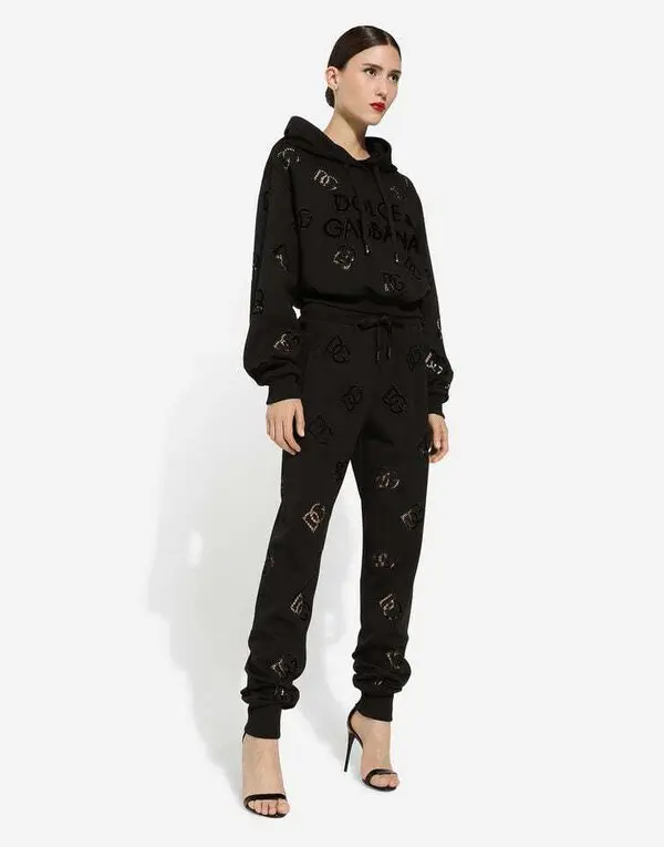 Dolce & Gabbana Cropped Dg Logo Jersey Hoodie