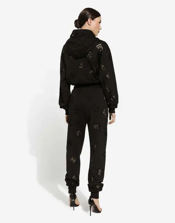 Dolce & Gabbana Cropped Dg Logo Jersey Hoodie
