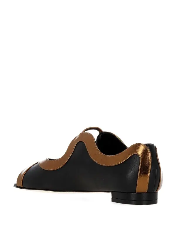 Manolo Blahnik Chilki Nappa Leather Flat Sandals With Bronze Scalloped Detail
