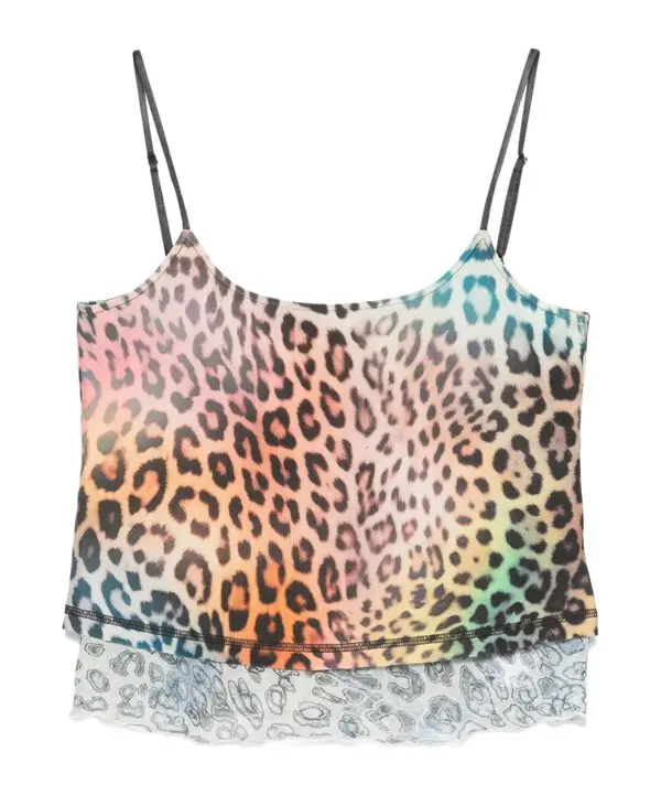 DIESEL® T-zaza-q1" Leopard Print Tank Top With Thin Shoulder Straps - Multi Leo