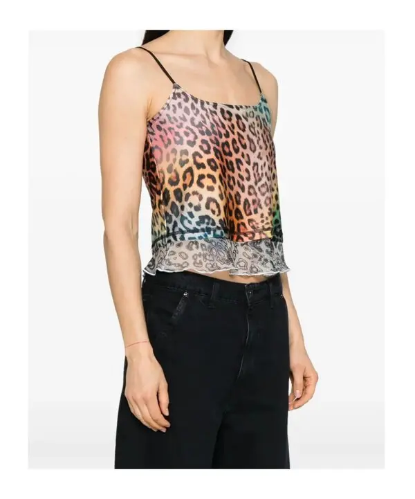 DIESEL® T-zaza-q1" Leopard Print Tank Top With Thin Shoulder Straps - Multi Leo