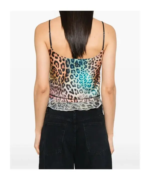 DIESEL® T-zaza-q1" Leopard Print Tank Top With Thin Shoulder Straps - Multi Leo
