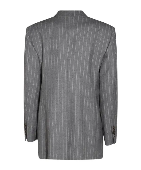 Brunello Cucinelli Striped Double-breasted Jacket - Gray
