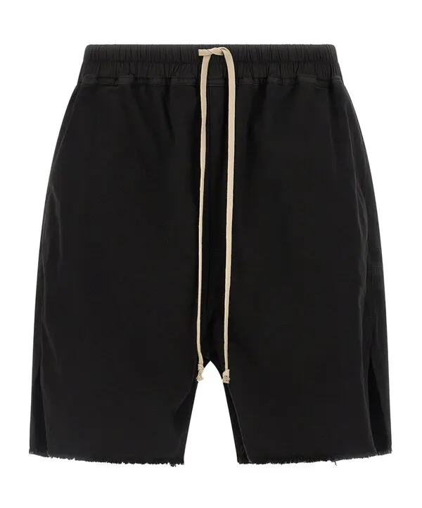 Rick Owens Drawstring Frayed Hem Shorts - Black