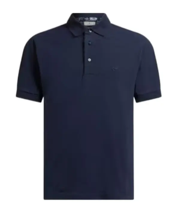 Etro Cotton Polo Shirt With Pegaso - Blue