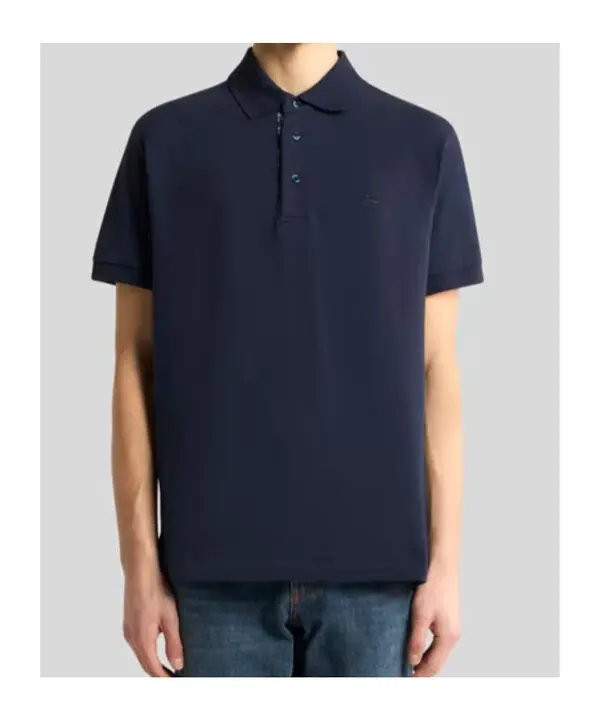 Etro Cotton Polo Shirt With Pegaso - Blue