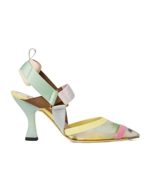 Fendi Colibrì Mesh High-heeled Slingback Pumps - Multicolor