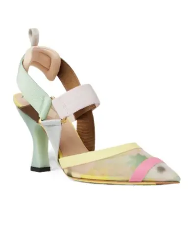 Fendi Colibrì Mesh High-heeled Slingback Pumps - Multicolor
