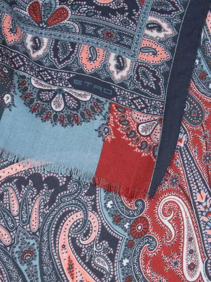 Etro Printed Cashmere And Silk Scarf - Black