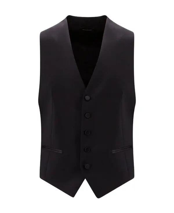 Tagliatore V-neck Single-breasted Waistcoat - Black