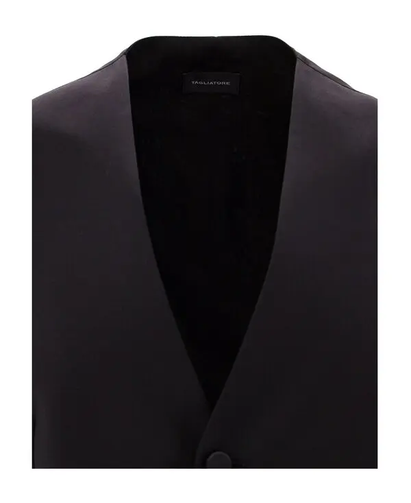 Tagliatore V-neck Single-breasted Waistcoat - Black
