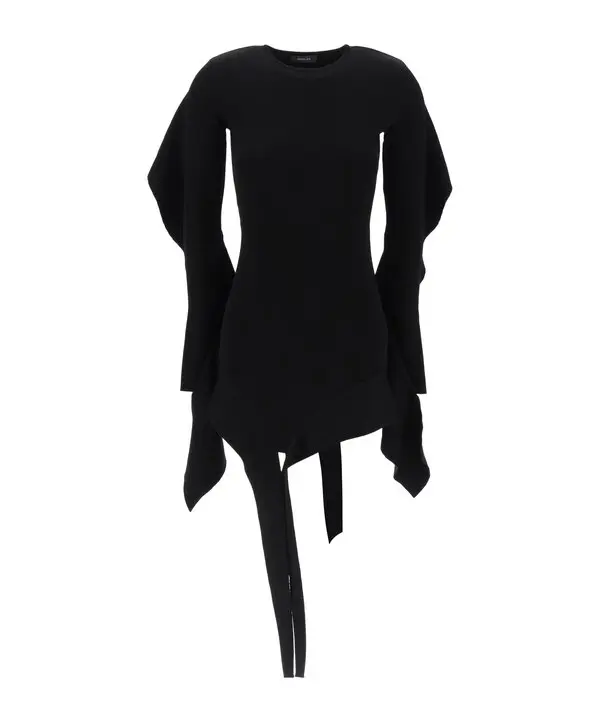 MUGLER Ruffled Asymmetric Hem Dress