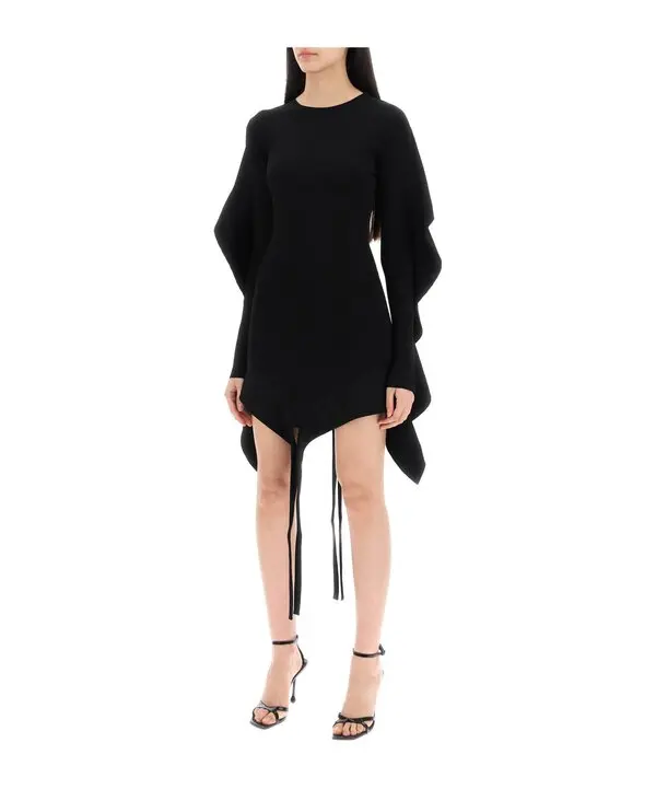 MUGLER Ruffled Asymmetric Hem Dress